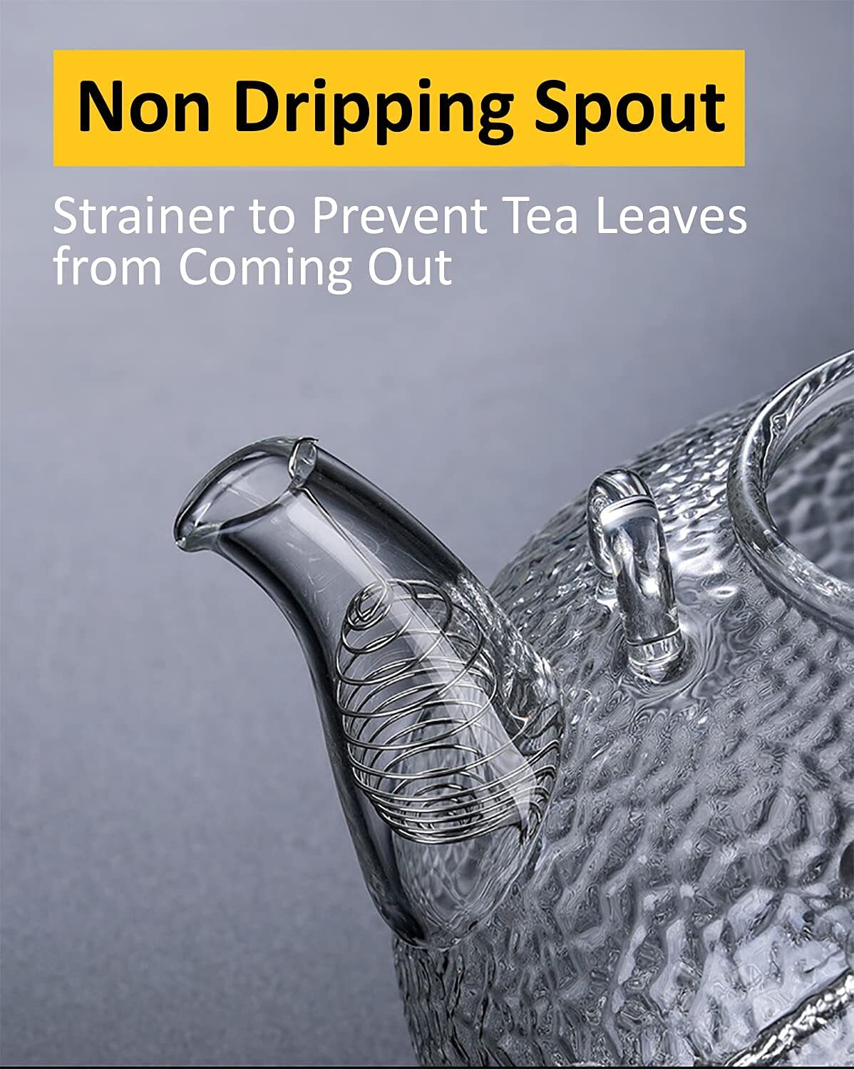 Japanese hammered glass exquisite 900ml tea pot with tin and copper ...