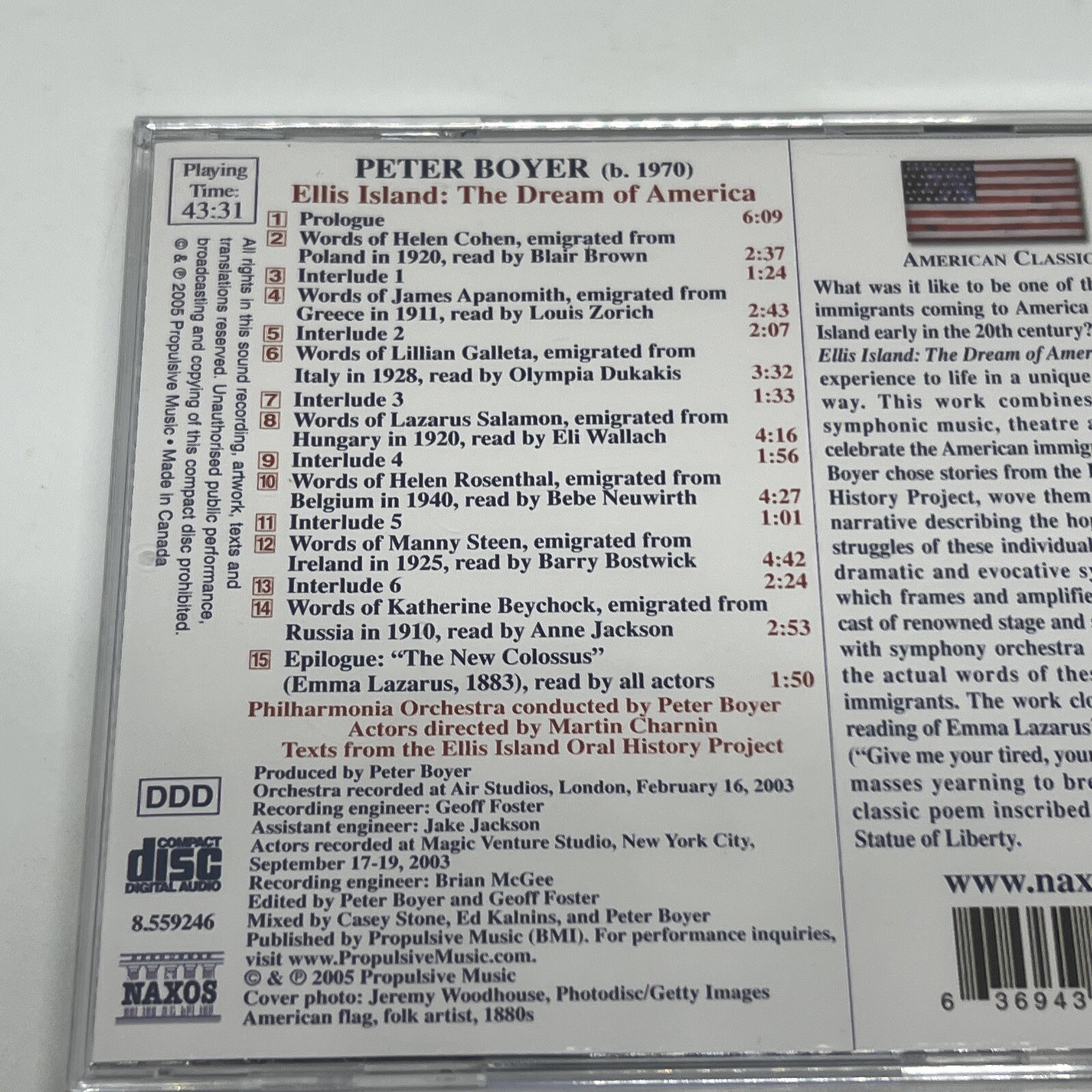 Peter Boyer: Ellis Island: The Dream of America by Peter Boyer (CD ...