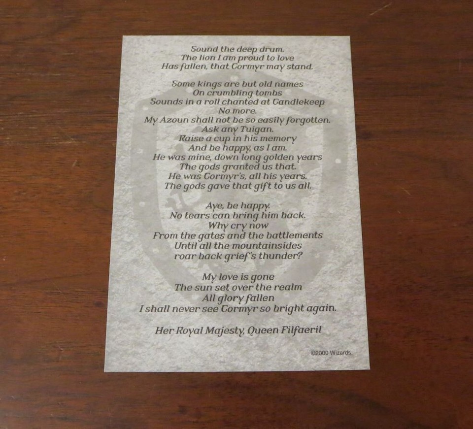 Azoun Obarskyr IV Memorial Card ~ Forgotten Realms Cormyr DRAGON INSERT ...