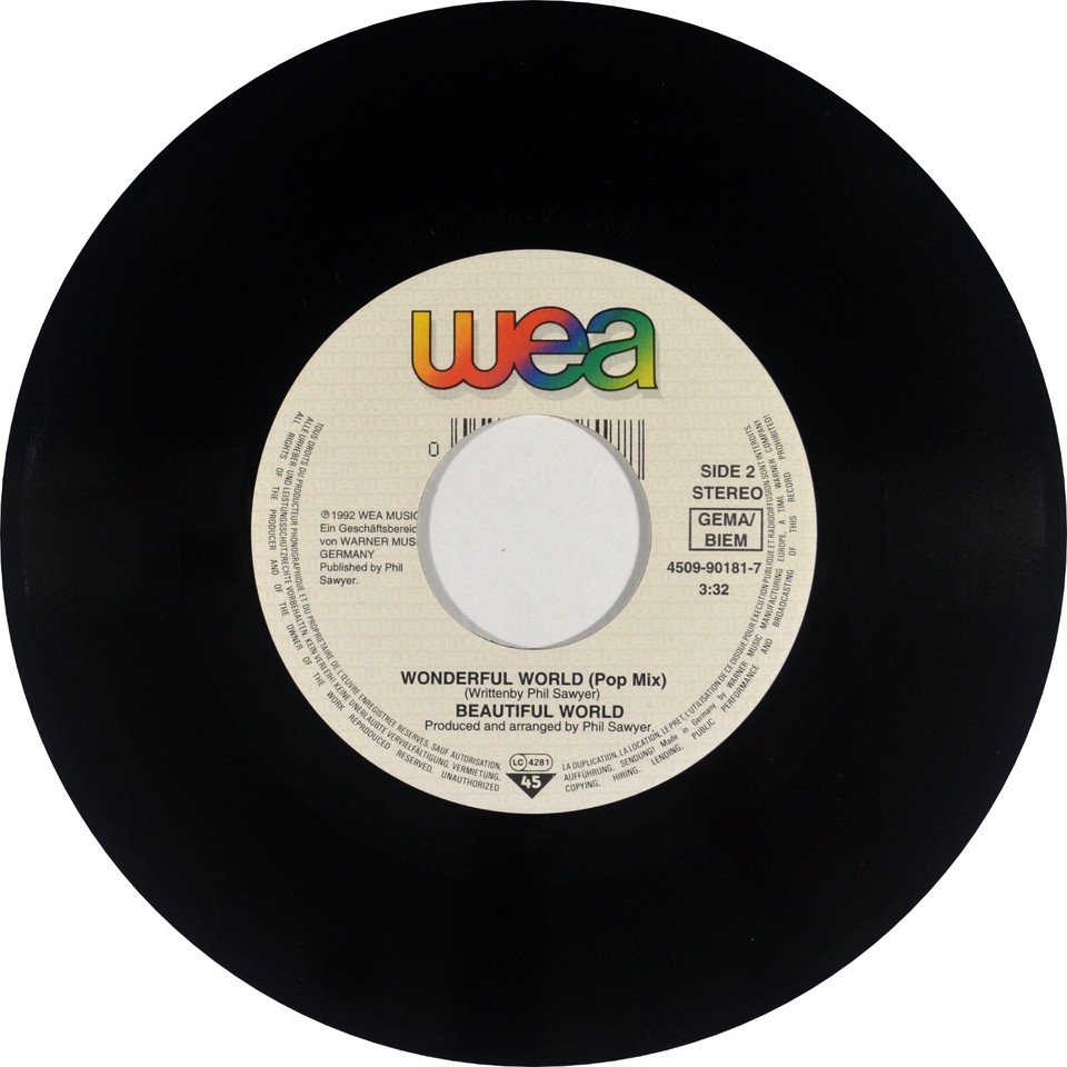 7" BEAUTIFUL WORLD Wonderful PHIL SAWYER Timotei MARLA KAY STUMPF 1992 ...