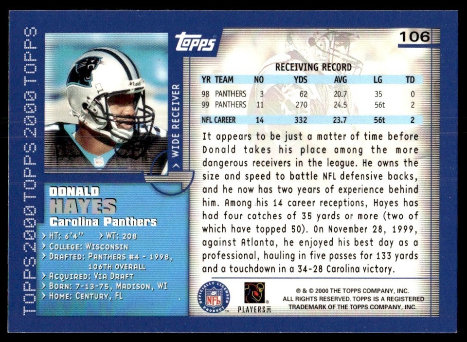 2000 Topps Collection Donald Hayes G77 #106 | eBay