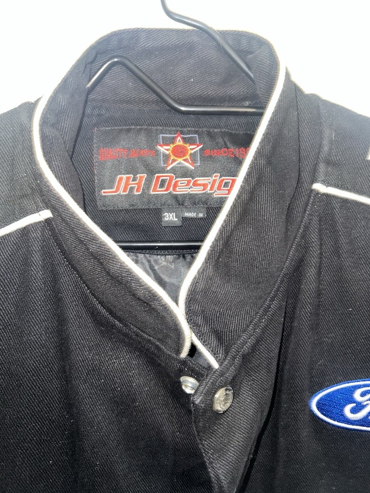 JH Design Men's Black Ford Mustang Logos Racing Varsity Jacket 3XL | eBay
