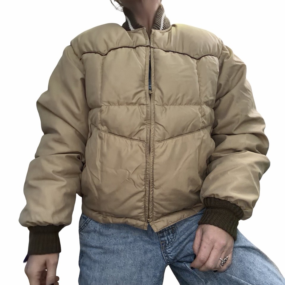 Vtg 80s Comfy Down Filled Western Puffer Jacket USA Made Mens M | eBay