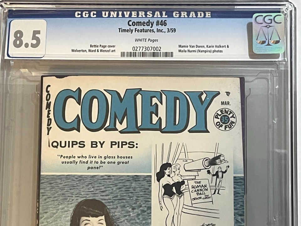 Bettie Page Comedy #46 Digest Magazine March 1959 CGC 8.5 white pages ...