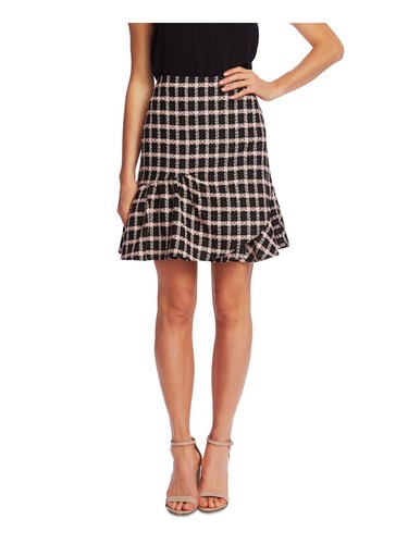 CECE Womens Black Ruffled Plaid Short Ruffled Skirt 4 | eBay