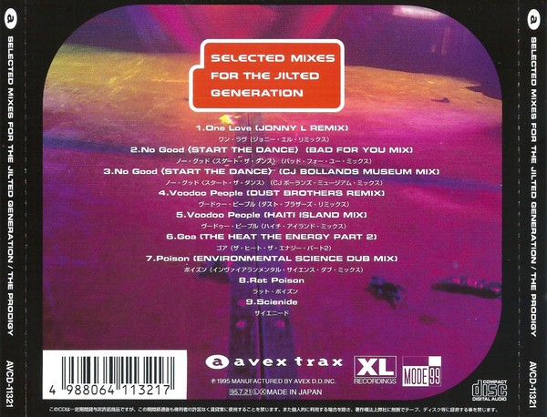 The Prodigy Selected Mixes For The Jilted Generation Avex Trax CD, Comp ...