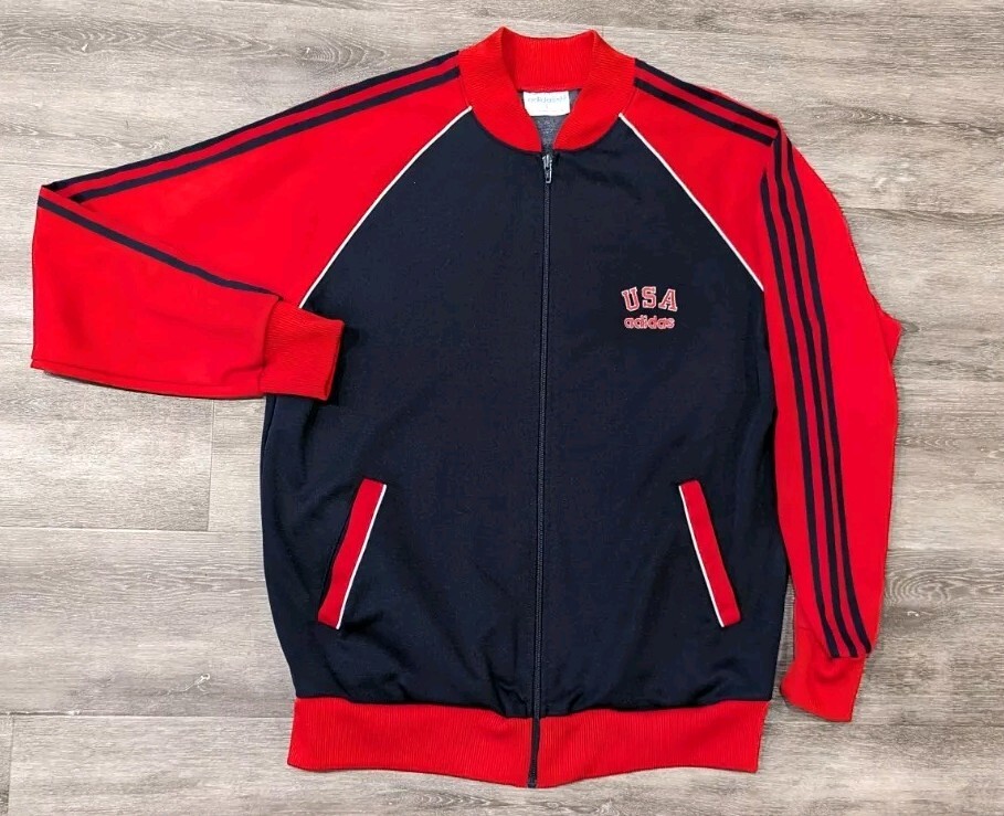 Vintage ADIDAS Team USA Striped Full Zip Track Jacket Sz L Vintage ADIDAS Team USA Striped Full Zip Track Jacket Sz L