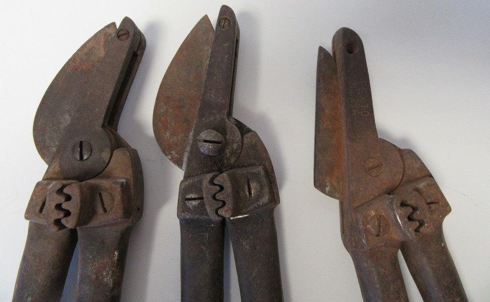3 Three Vintage No. 2A Sheet Metal Hand Shears With Crimper Lot Of 3 | eBay