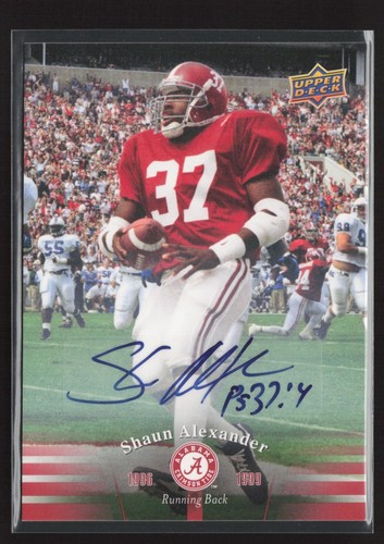 2012 UPPER DECK ALABAMA SHAUN ALEXANDER CRIMSON TIDE AUTOGRAPH AUTO #70 ...
