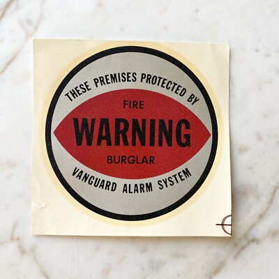 Vintage Vanguard Alarm System Warning Sign Fire Burglar Protection ...