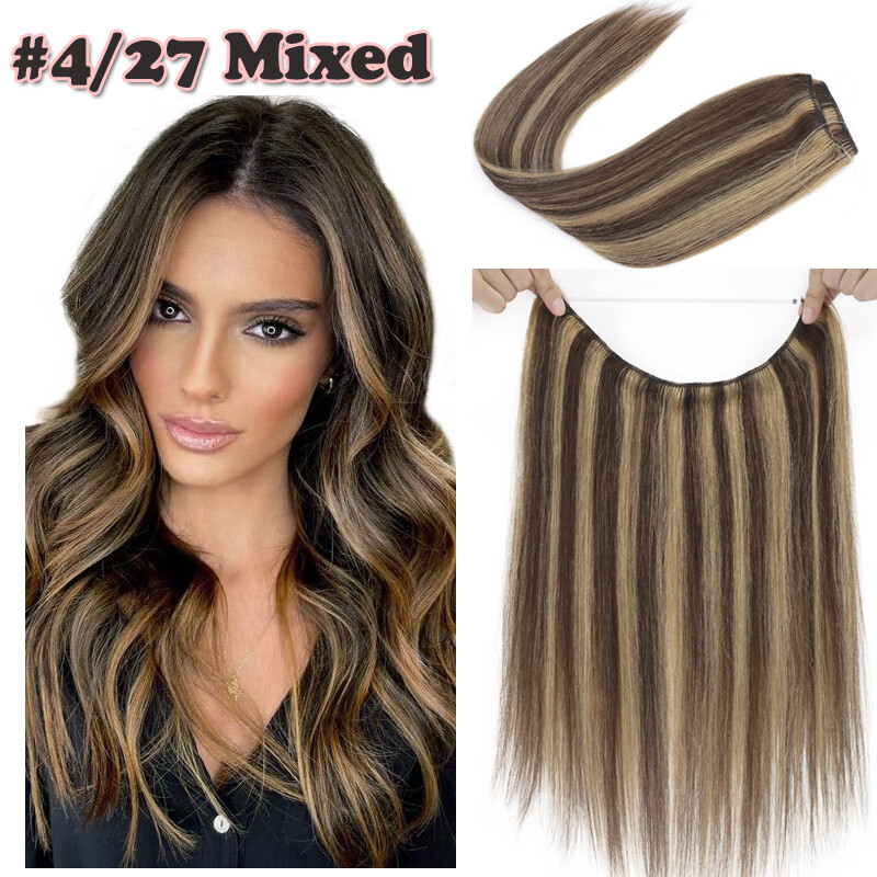 Invisible Wire In Real Thick Human Hair Extensions Hidden Headband Hair ...