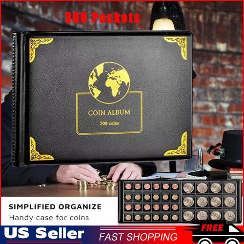 Coin Collection Holder Book Album For Collectors 300 Pockets Storage ...