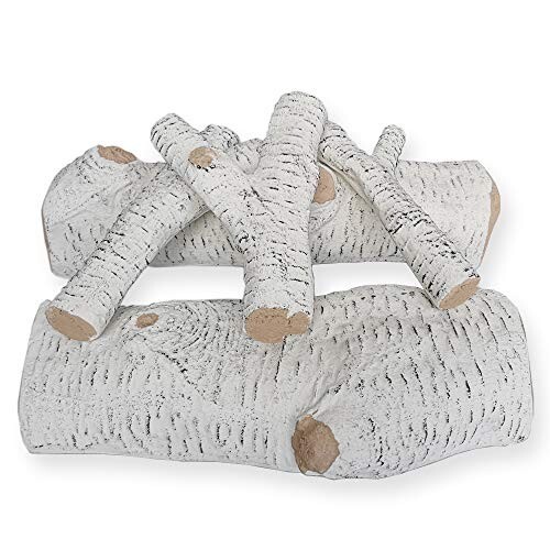 Gas Fireplace Logs Set Ceramic White Birch Log Fake Wood Logs for ...