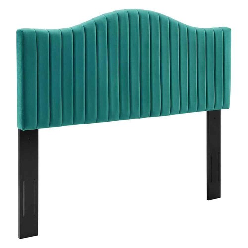 Brielle Green Teal Twin Headboard with Channel Tufted Perfomance Velvet ...