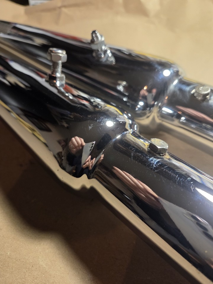 MCE Megaton Tulip End Motorcycle Silencers x2 Custom Cafe Racer Chrome ...