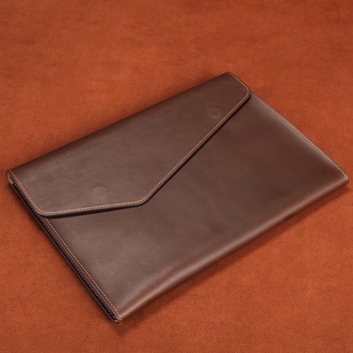 Genuine Leather A4 Business Folder Office Vintage Document Bag File ...