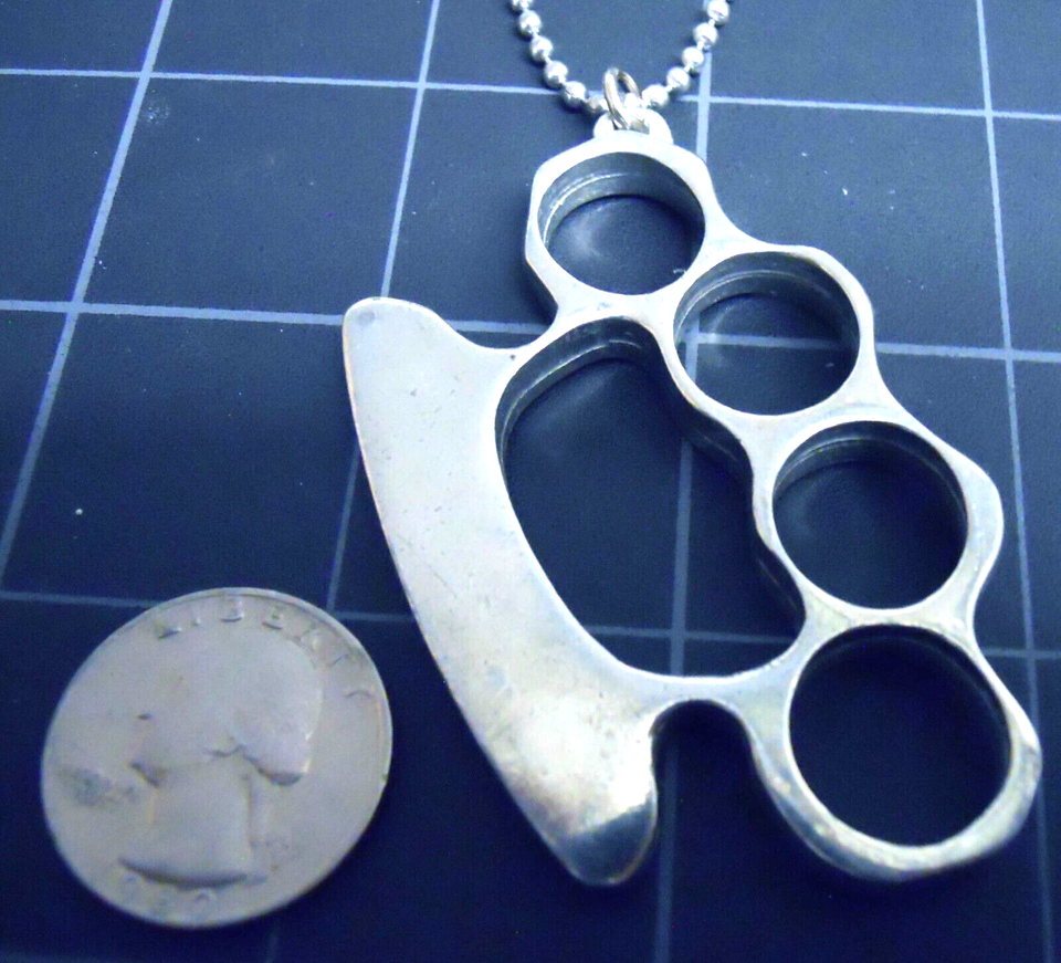 Brass Knuckles Necklace Stainless Ball Chain New Good Charlotte Huge ...
