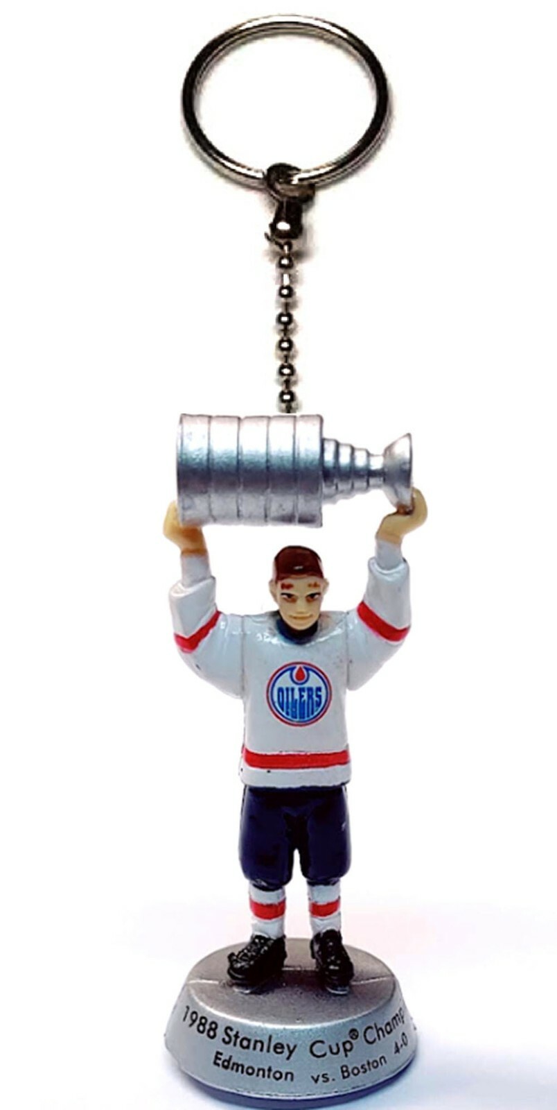 1988 EDMONTON OILERS KEYCHAIN NHL 1.5" TALL MINI FIGURE STANLEY CUP ...