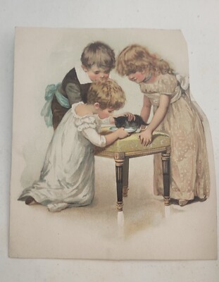 Antique Chromolithograph Victorian Scrap LITTLE MERMAID on Beach 1800s ...