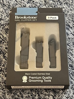New Brookstone 3-Piece Nail Clippers Grooming Gift Set, black anodized ...