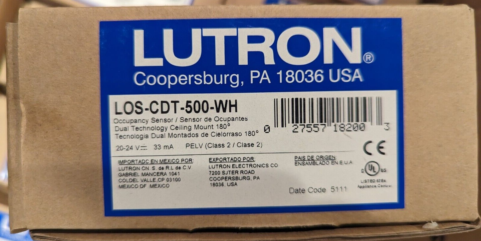 NEW - Lutron LOS-CDT-500-WH Dual Technology Occupancy Sensor 500ft | eBay