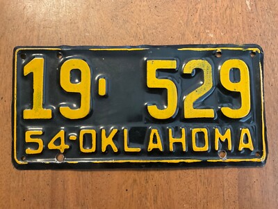1954 Oklahoma License Plate Tag 19-529 | eBay