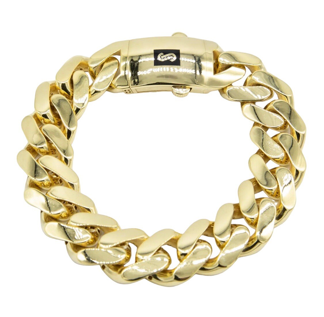 Real 10k Yellow Gold 17mm Miami Cuban Royal Link Plain Box Clasp ...