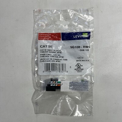 (13) Leviton 5G108-RW5 Gigamax Cat 5E Connector T568 A/B Wiring White ...