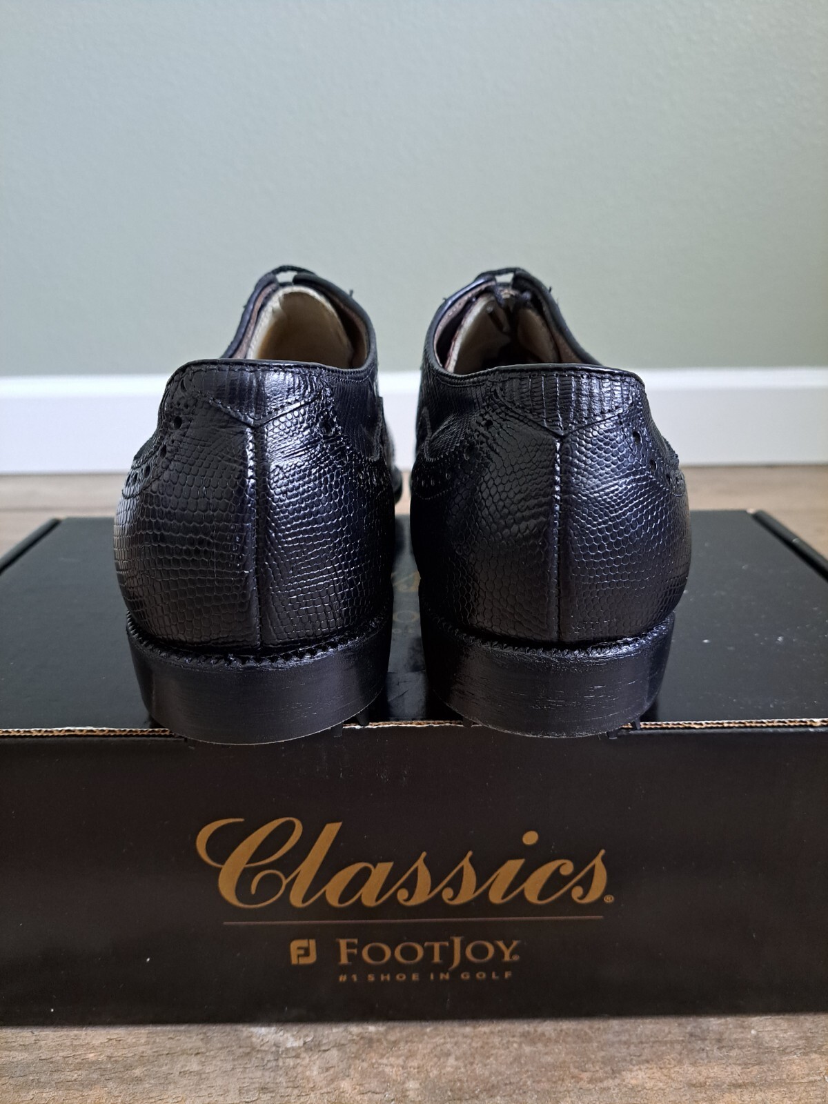 RARE Footjoy Classics Exotics Mens Golf Shoes BLK Tegu Lizard 11C | eBay