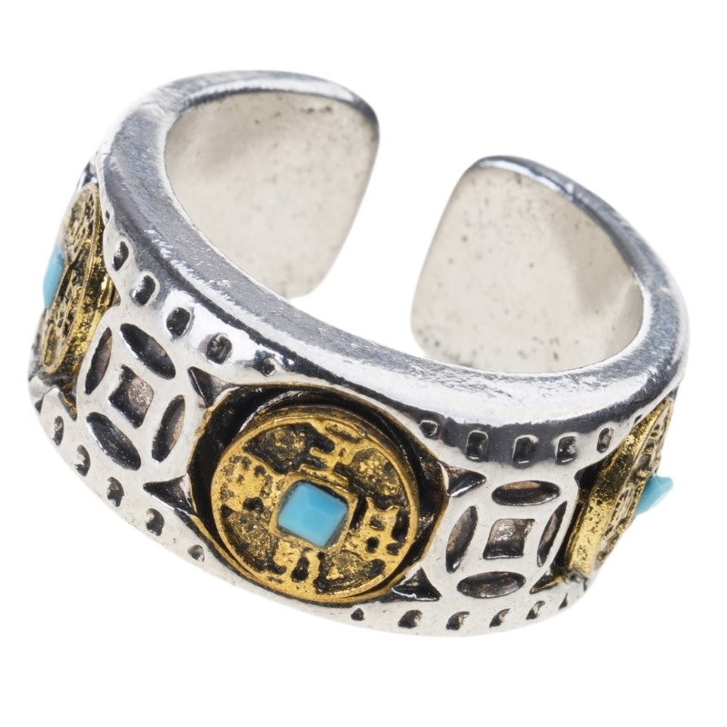 Rotatable Five Emperors Coin Ring Adjustable Anxiety Relief Jewelry ...