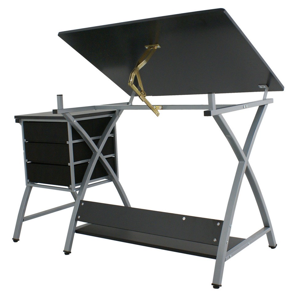 Drafting Table and Stool Set Drawing Drafting Desk w/Drawers Artists ...