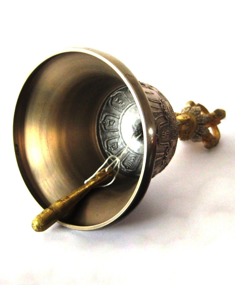 7 inch Tibetan Buddhist Meditation Bell Bronze,Dorje wooden strike by ...