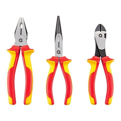3pc VDE Insulated 1000V High Voltage Side Cutter Combination Long Nose Plier Set | eBay