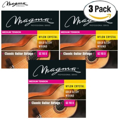 3-PACK Magma GC110D Gold Alloy Classical Guitar Strings Medium Tension | eBay