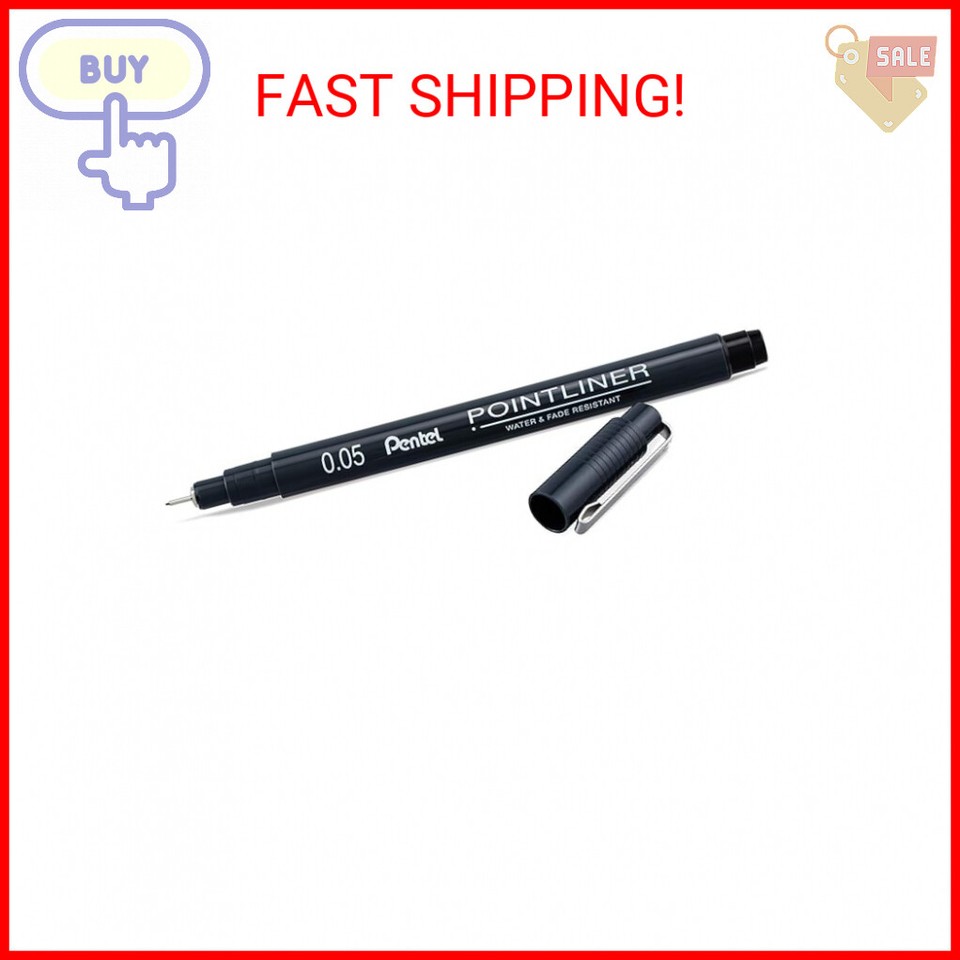 Pentel Arts Pointliner Drawing Pen, 0.05mm, Black Ink, Box of 12 Pens ...