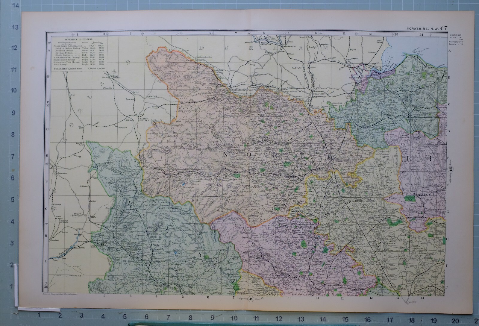 1895 MAP NORTH WEST YORKSHIRE NORTH RIDING SETTLE NORTHALLERTON YARM ...