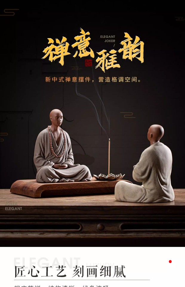 Chinese Zen Purple Sand Monk Decoration Buddha Decorative Crafts ...