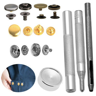 S Spring Snap Fasteners 4 Part Press Studs Button Hand Tool Sewing Set ...