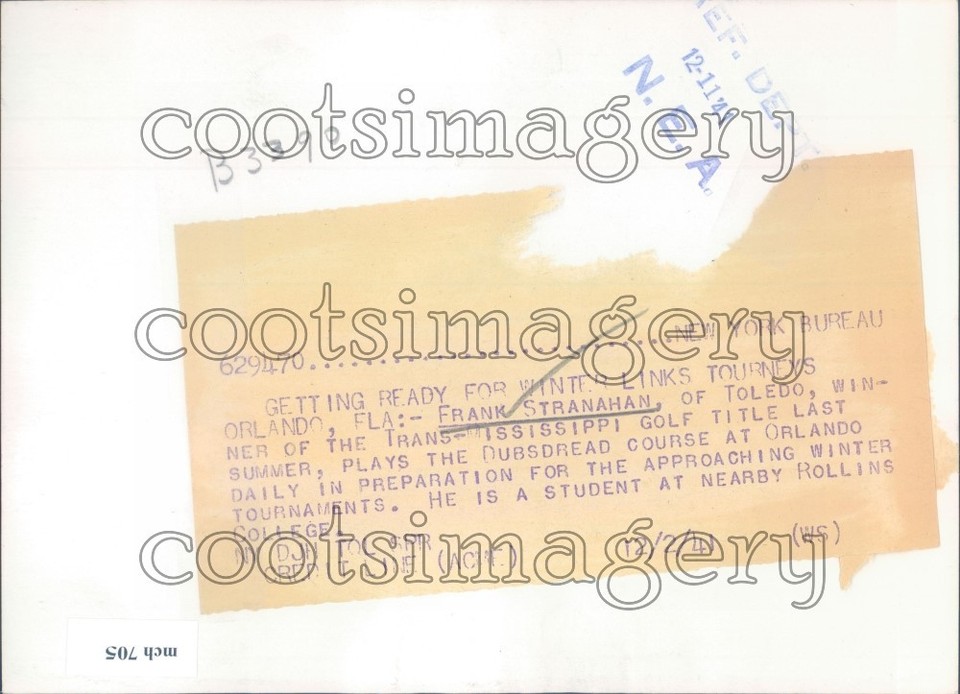 1941 Handsome Golfer Frank Stranahan Putting in Orlando 1940s Press ...