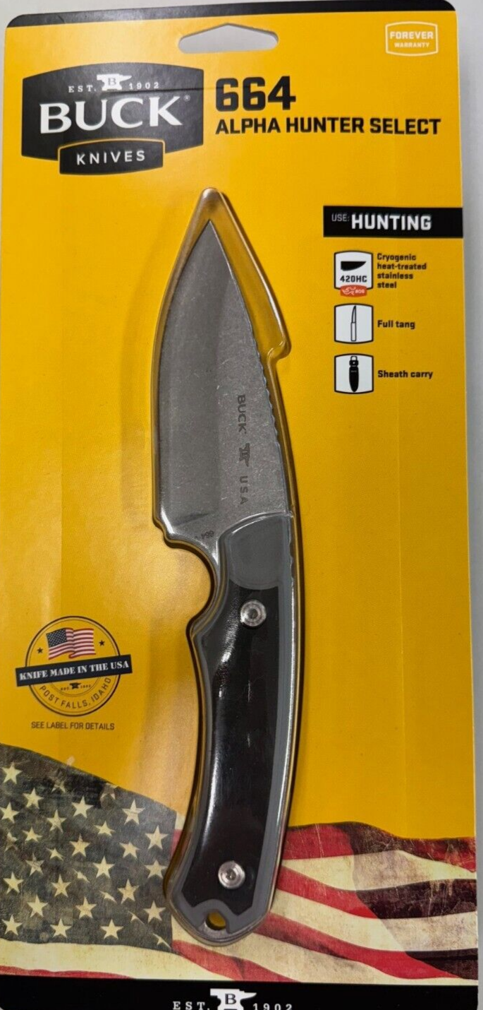 Buck 664 Alpha Hunter Select Fixed Blade Hunting Knife with Sheath ...