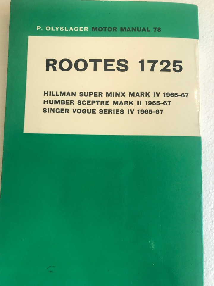 ROOTES 1725 MOTOR MANUAL- PIET OLYSLAGER No.78: | eBay