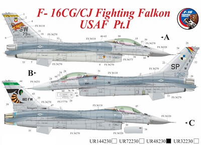 UpRise Decals UR48230 - DECAL F-16CG/CJ Fighting Falcon USAF Pt.1 1/48 ...