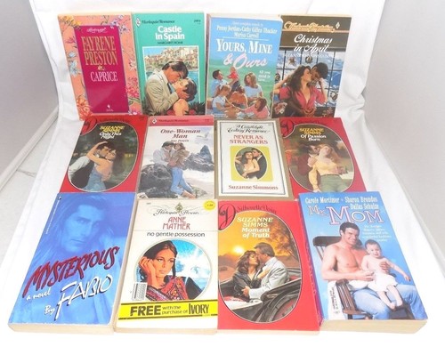 Dozen Lot of Paperback Romance Books, Jordan, Simms, Schulze, Peters ...