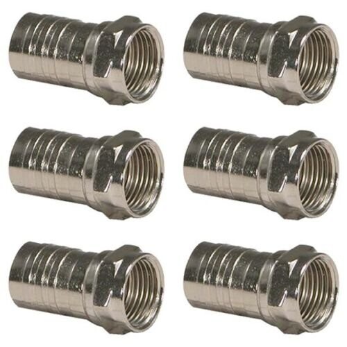 6 Pcs RG6 F Type Hex Crimp Coax Coaxial Cable Connector Adapter O Ring ...