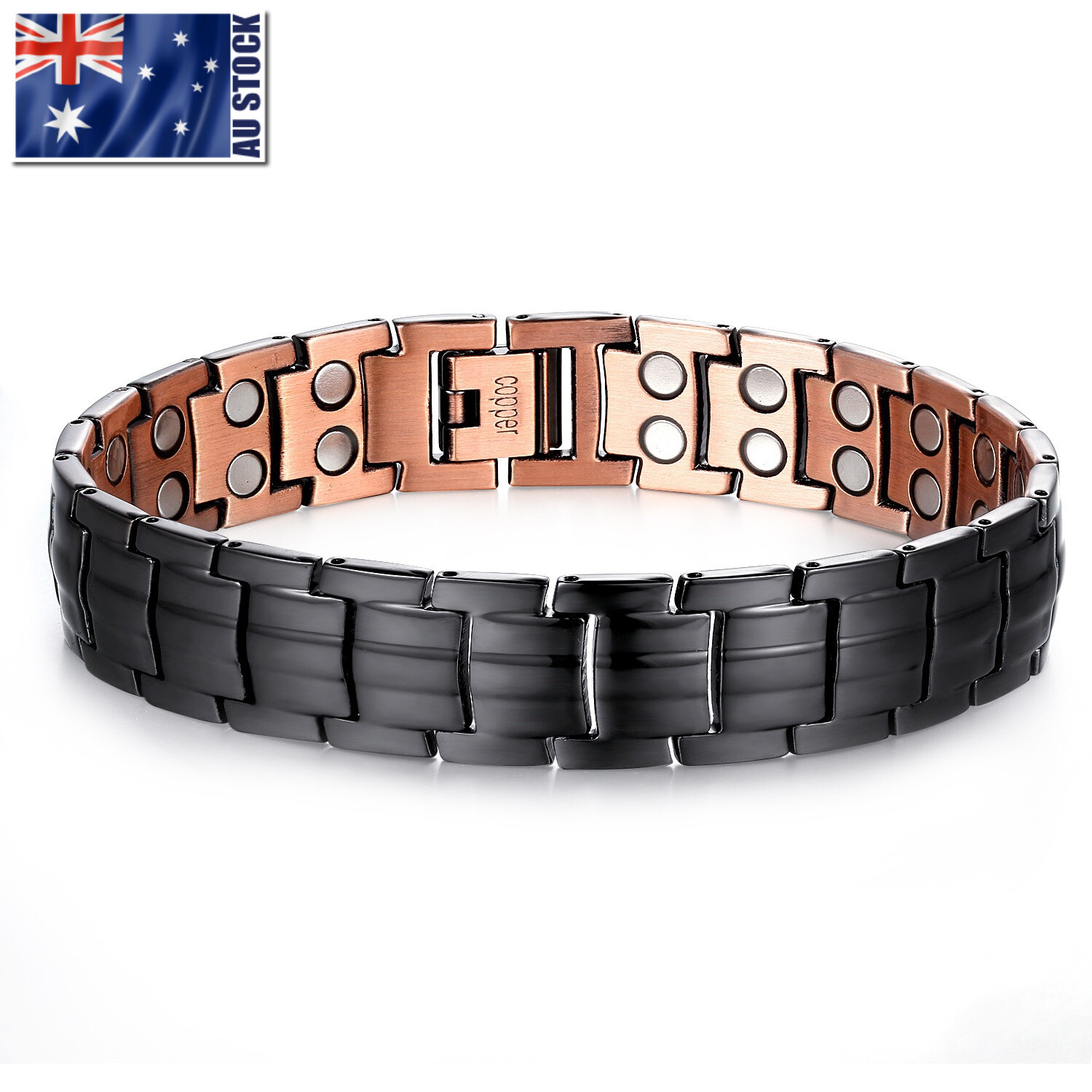 Pure Copper Neodymium Magnetic Therapy Bracelet Double Strong Men Women ...
