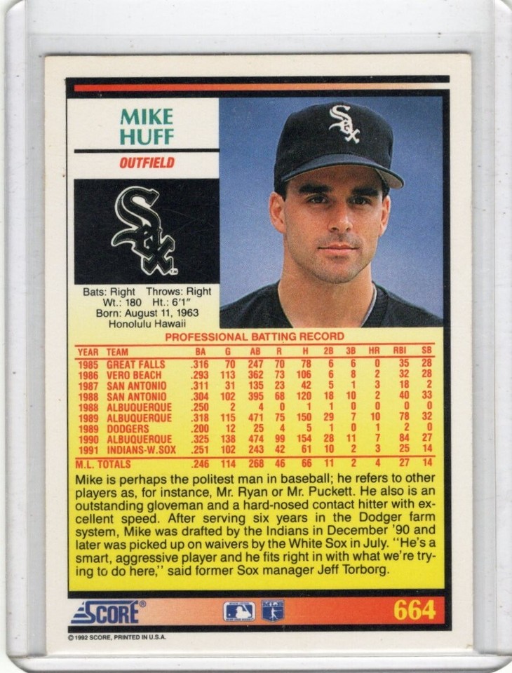 1992 Score #664 Mike Huff Autograph | eBay