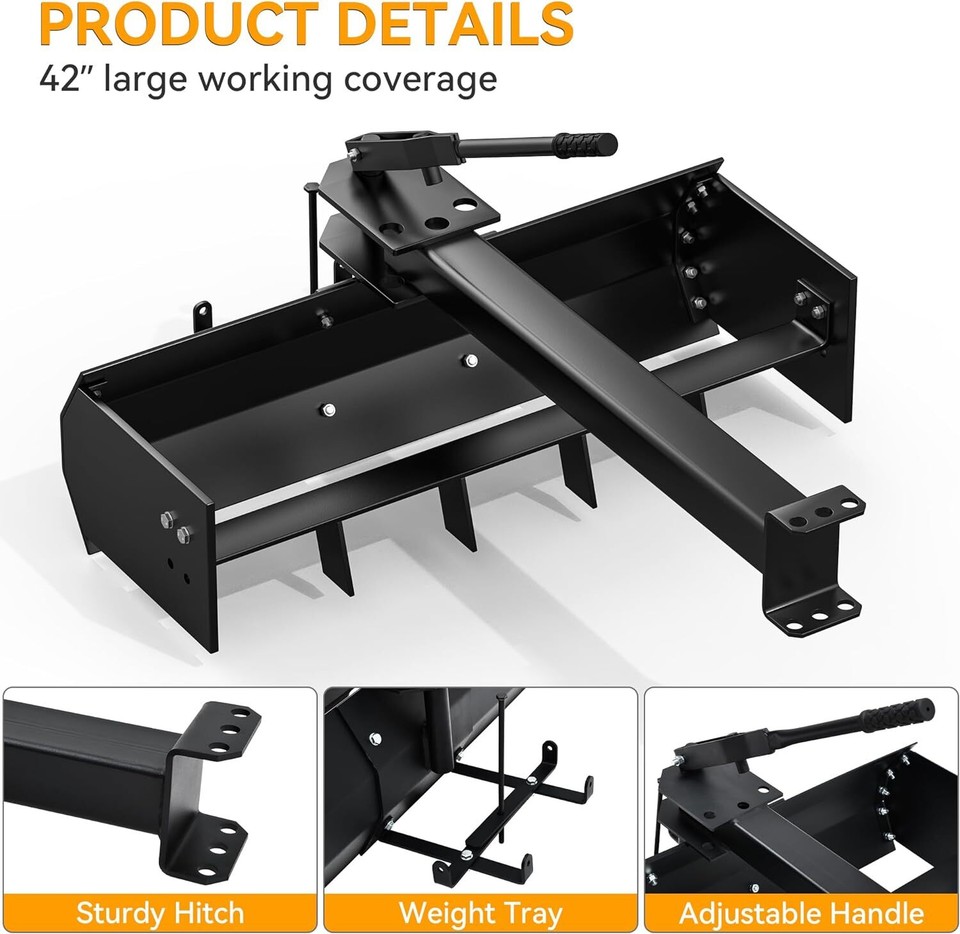 42" Tow Behind Box Scraper Solid Steel Ground Blade Rust Resistant Lawn ...