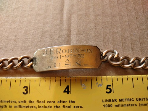 WW2 U.S.N. Navy ID Bracelet Named With Service # Gold Plated 1930s? | eBay