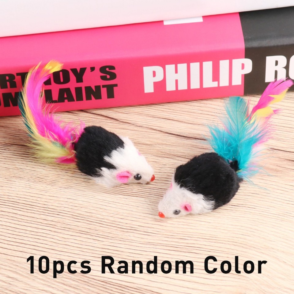 10PCS Play Mice Cat Toys Furry Pet Toys Mice Cat Toy Real Mice Cat Toys ...