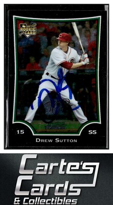 Drew Sutton 2009 Bowman Chrome Draft #BDP34 Reds TTM/IP Signed ...